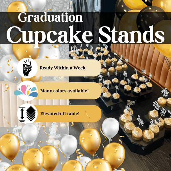 2026 Graduation Cupcake Stand: Your Year, Your Colors! – Collage and Wood