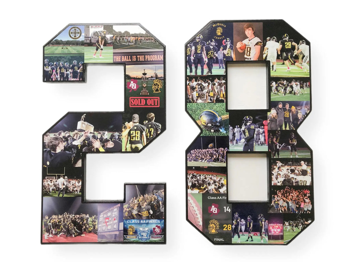 15 Inch Football Senior Night Collage Gift | "Amazing!" – Collage and Wood